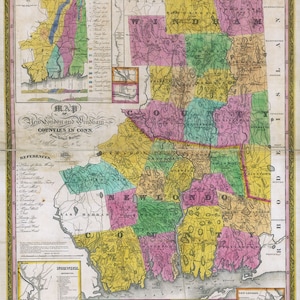 1833 Map of New London & Windham Counties Connecticut - Etsy
