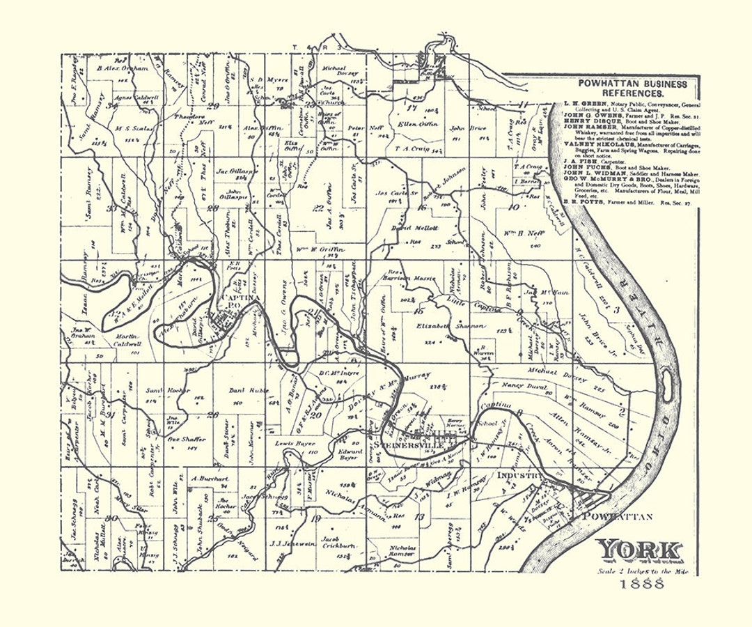 1888 Map of York Township Belmont County Ohio - Etsy