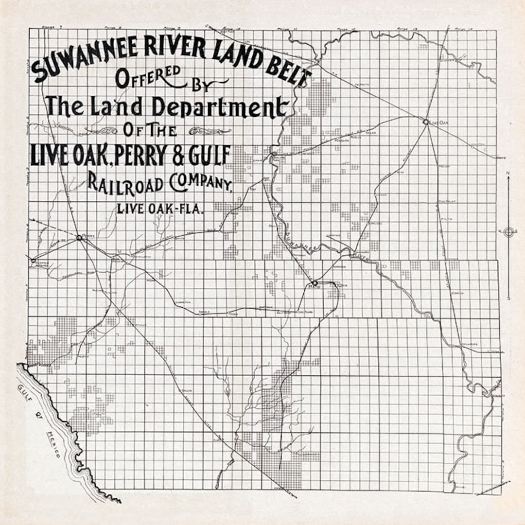 1910 Map of Suwannee River Land Belt Florida - Etsy