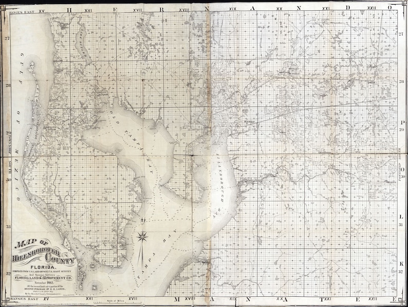 1882 Map of Hillsborough County Florida - Etsy