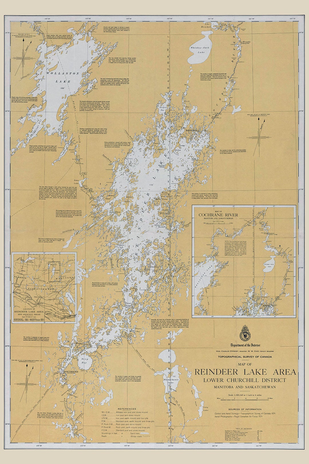 1925 Map of Reindeer Lake Area Manitoba and Saskatchewan Canada - Etsy