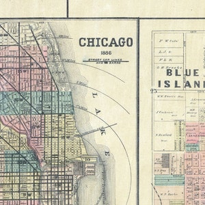 1890 Farm Line Map of Cook and Dupage County Illinois Chicago - Etsy