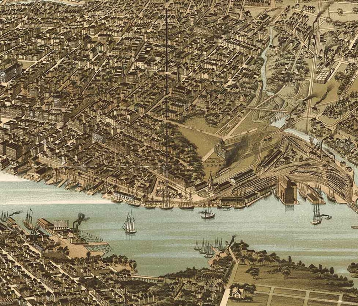 1892 Panoramic Map of Norfolk Virginia - Etsy