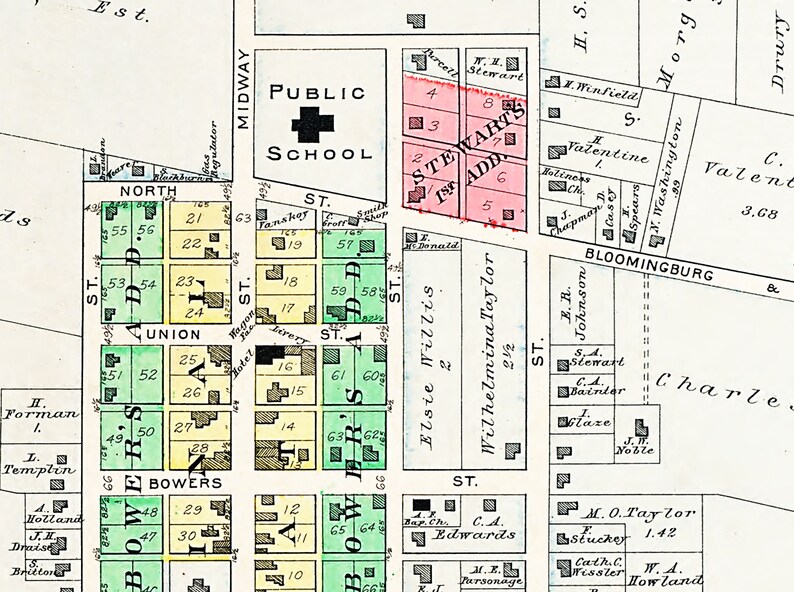 1913 Town Map of Bloomingburg Fayette County Ohio - Etsy