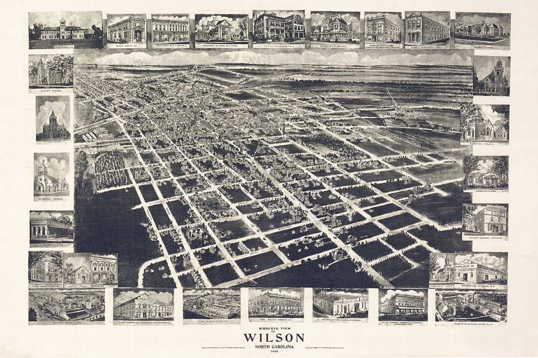 1908 Panoramic Map of Wilson North Carolina - Etsy