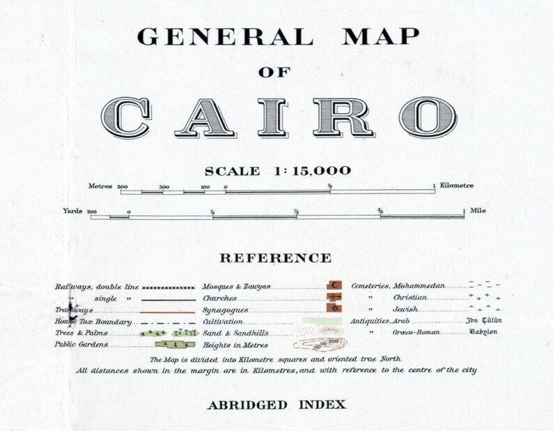 1920 Map of Cairo Egypt - Etsy