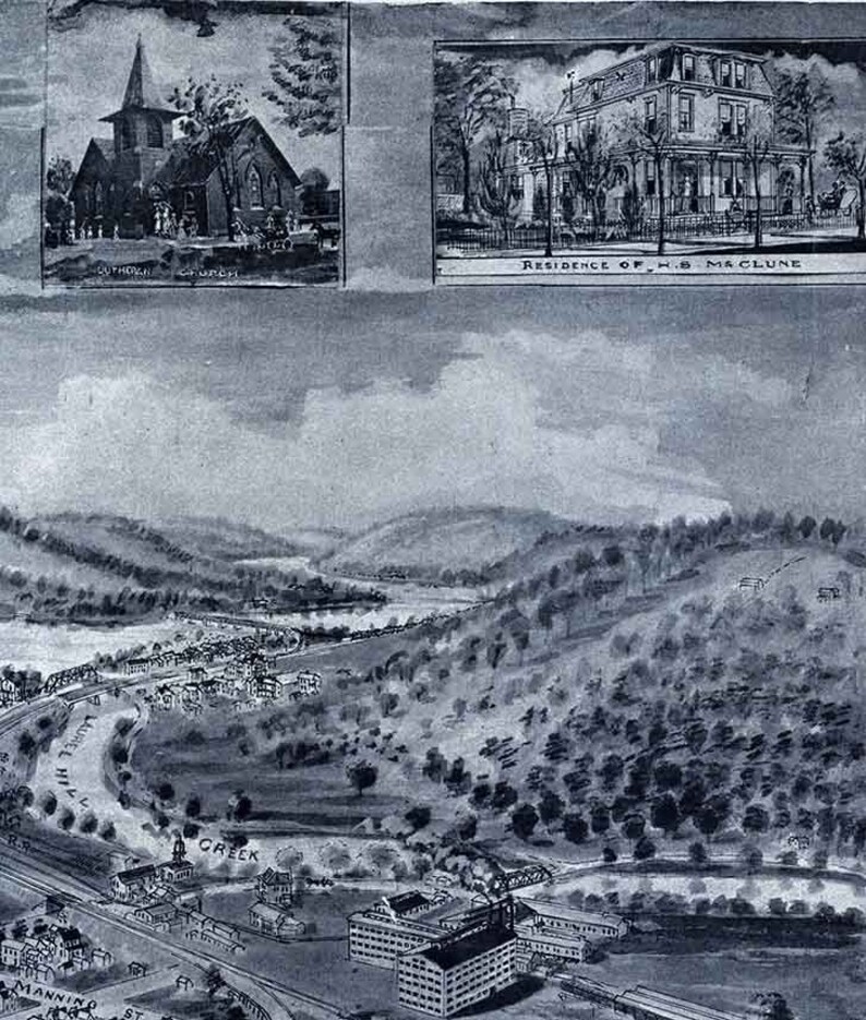 1905 Panoramic Map of Confluence Pennsylvania - Etsy