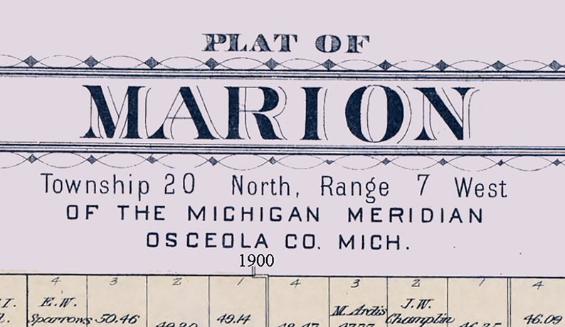 1900 Map of Marion Township Osceola County Michigan - Etsy