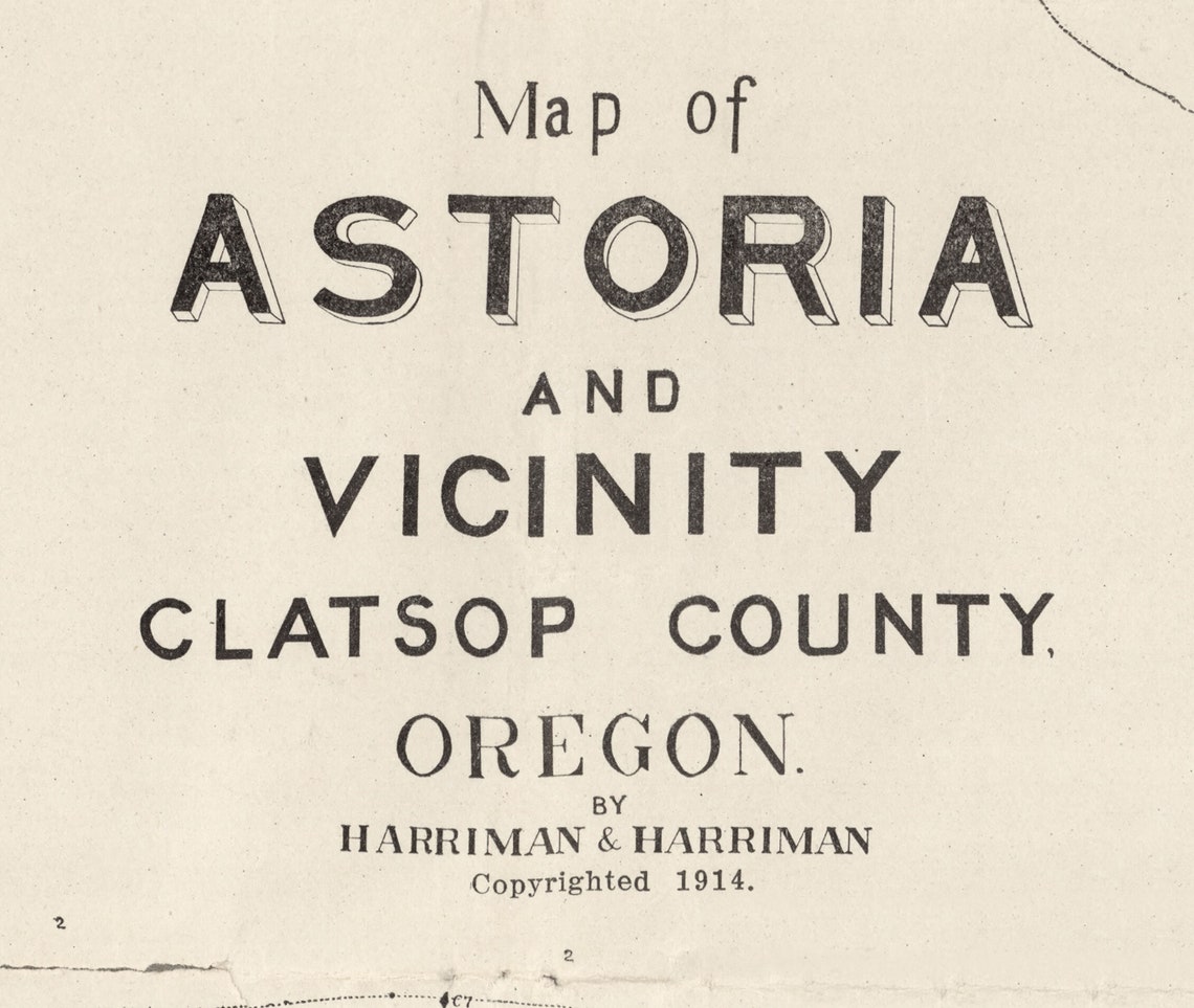 1914 Map of Astoria Clatsop County Oregon - Etsy