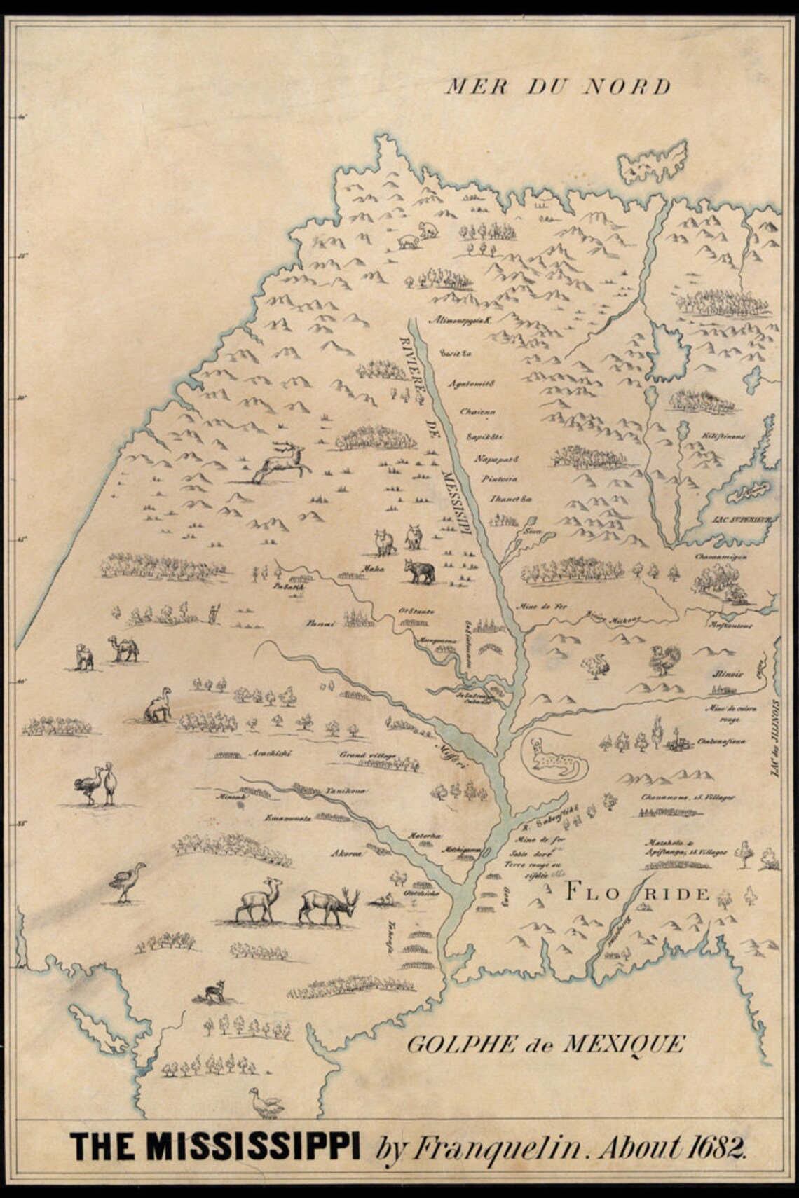1682 Early Map of the Mississippi River Area - Etsy