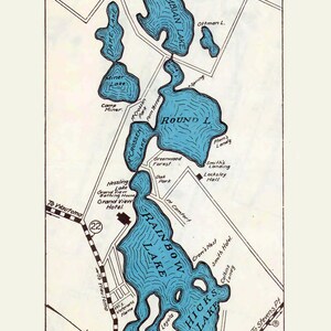 1923 Map of Waupaca Chain O Lakes Wisconsin - Etsy