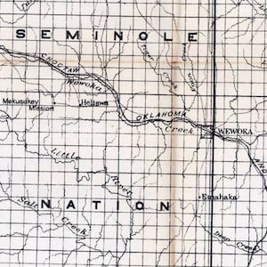 1902 Map of the Creek and Seminole Nations Indian Territory - Etsy