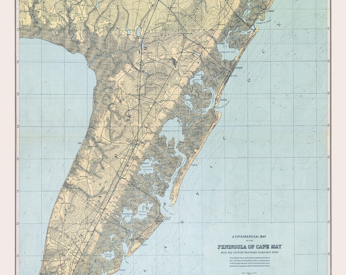 Cape May NJ Map (1888) Old New Jersey Peninsula Atlas Poster - Etsy