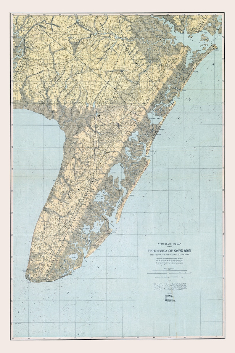 1888 Map of Cape May New Jersey - Etsy