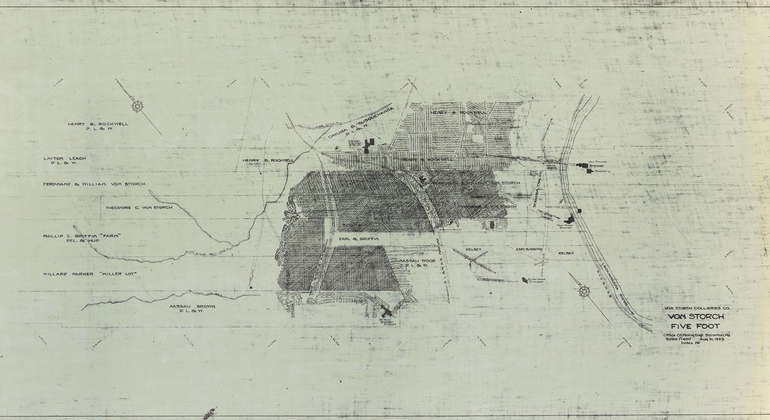 1923 Map of Von Storch Coal Mine Scranton Pennsylvania - Etsy