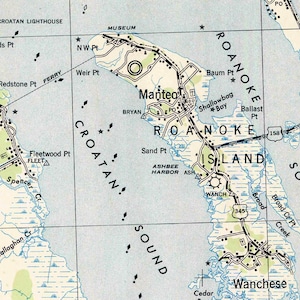 1943 Topo Map of Roanoke Island North Carolina - Etsy