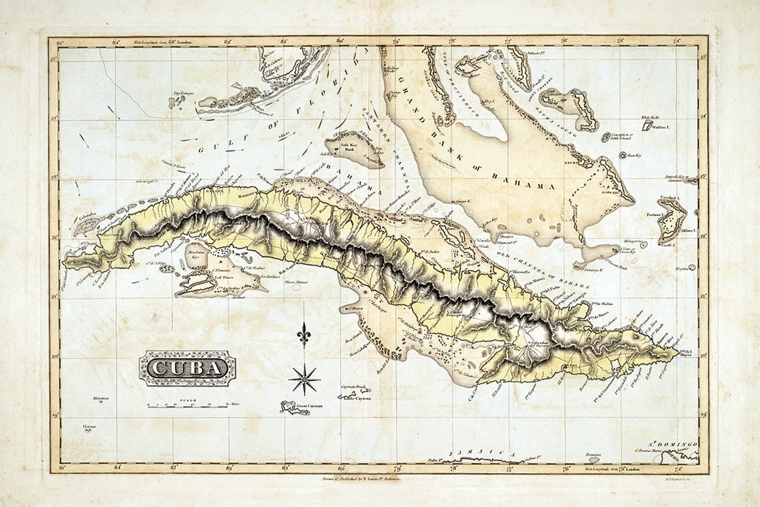 1823 Map of Cuba - Etsy