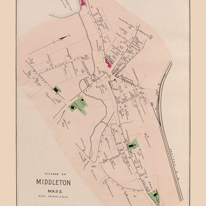 1884 Map of Middleton Massachusetts - Etsy