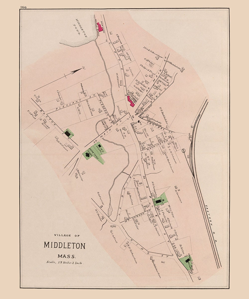 1884 Map of Middleton Massachusetts - Etsy