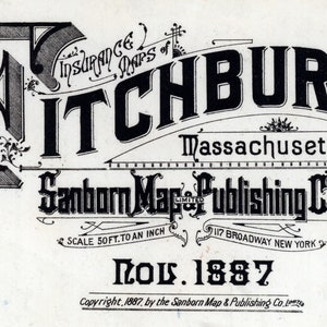 1887 Town Map of Fitchburg Worcester County Massachusetts - Etsy