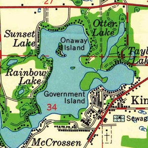 1959 Map of Waupaca Wisconsin and Chain O Lakes - Etsy