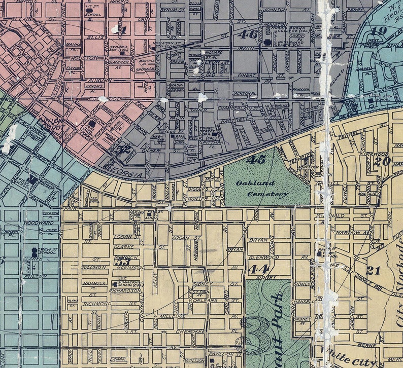 1921 Map of Atlanta Georgia - Etsy