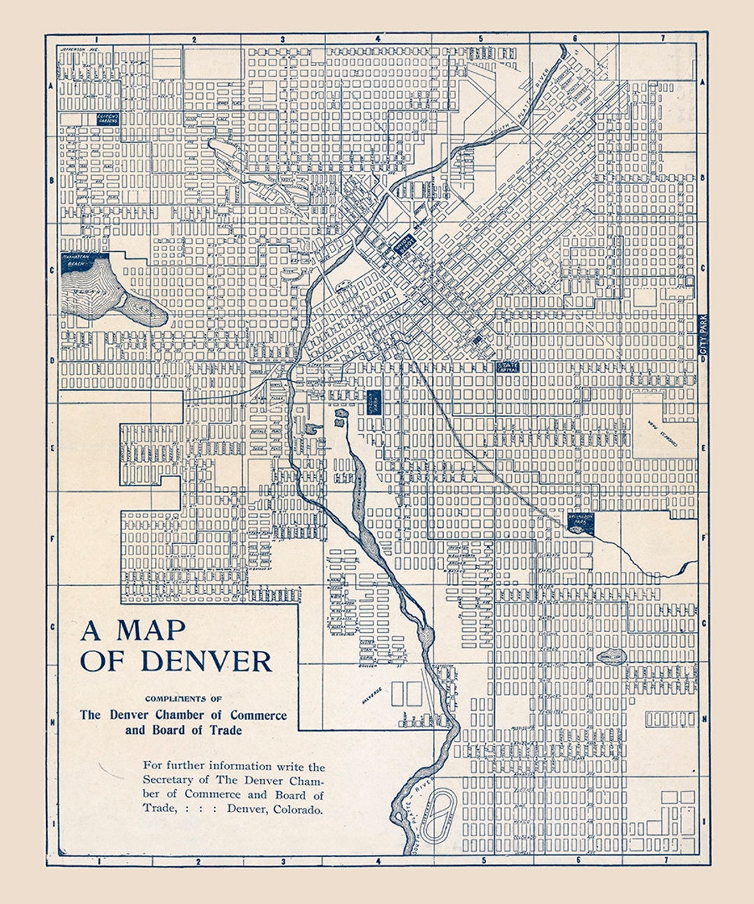1900 Map of Denver Colorado - Etsy