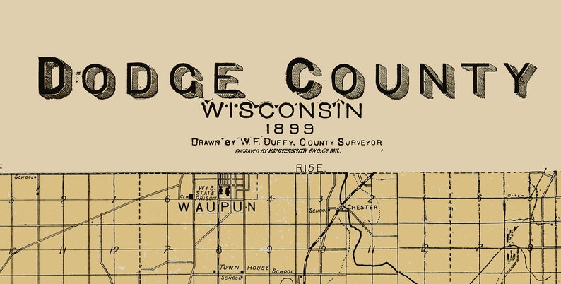 1899 Map Of Dodge County Wisconsin Etsy