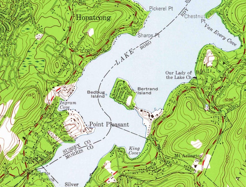 1965 Map of Lake Hopatcong New Jersey - Etsy Canada