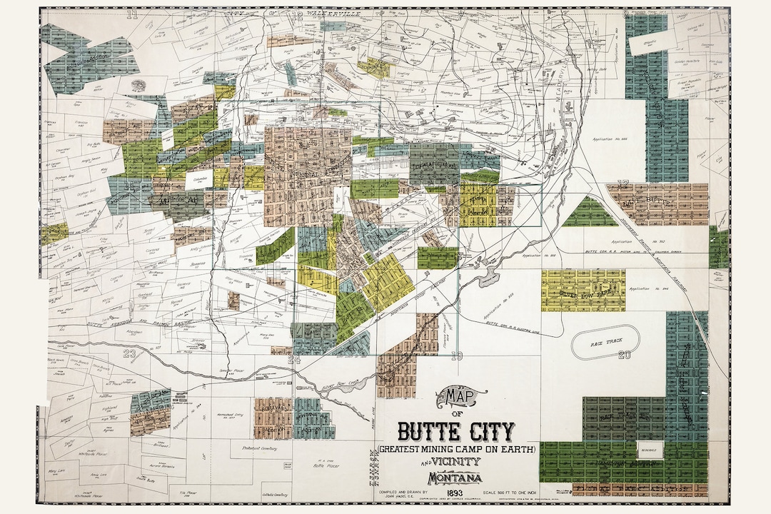 1893 Map of Butte City Montana - Etsy