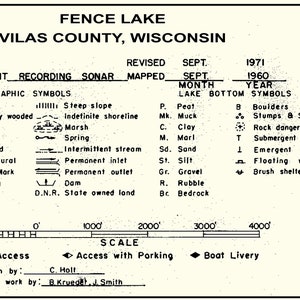 1971 Map of Fence Lake Vilas County Wisconsin - Etsy