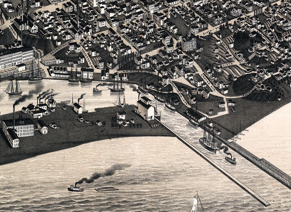 1885 Panoramic Map of Sheboygan Wisconsin Lake Michigan | Etsy
