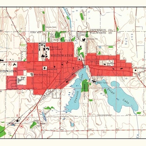 1964 Map of Whitewater Wisconsin Cravath Lake and Tripp Lake - Etsy