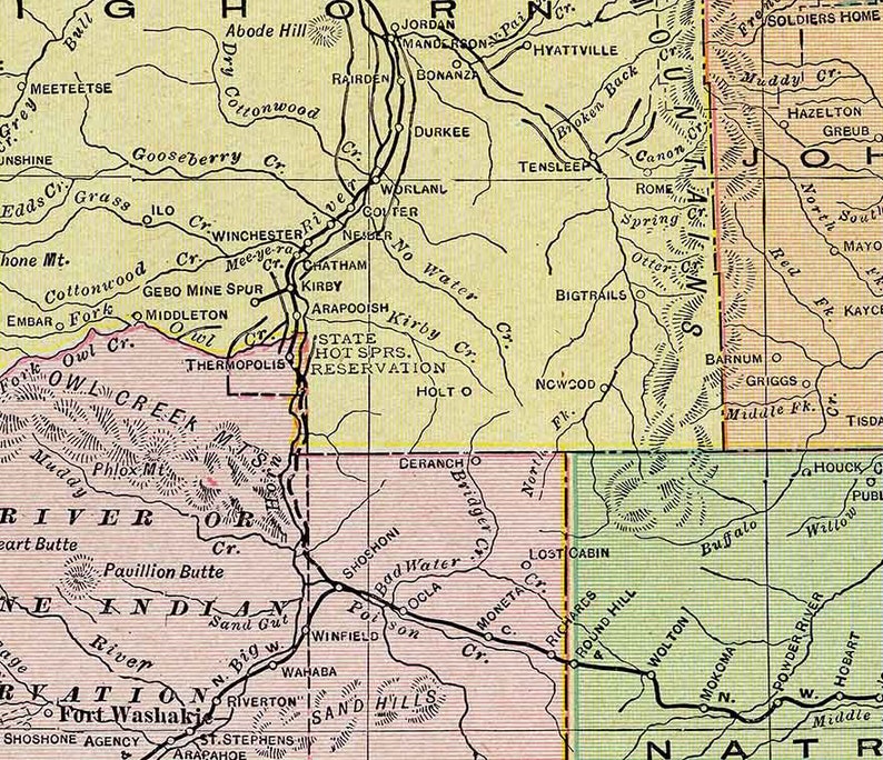1800s County Map of Wyoming - Etsy