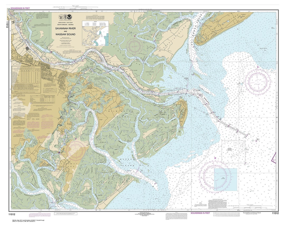 2017 Nautical Chart of Savannah River Georgia and Wassaw Sound Hilton ...