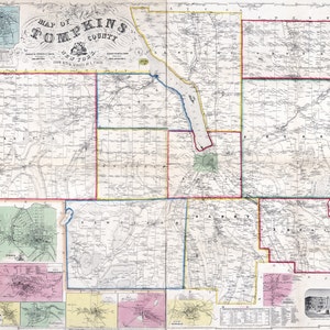 1853 Map of Tompkins County New York From Actual Surveys - Etsy