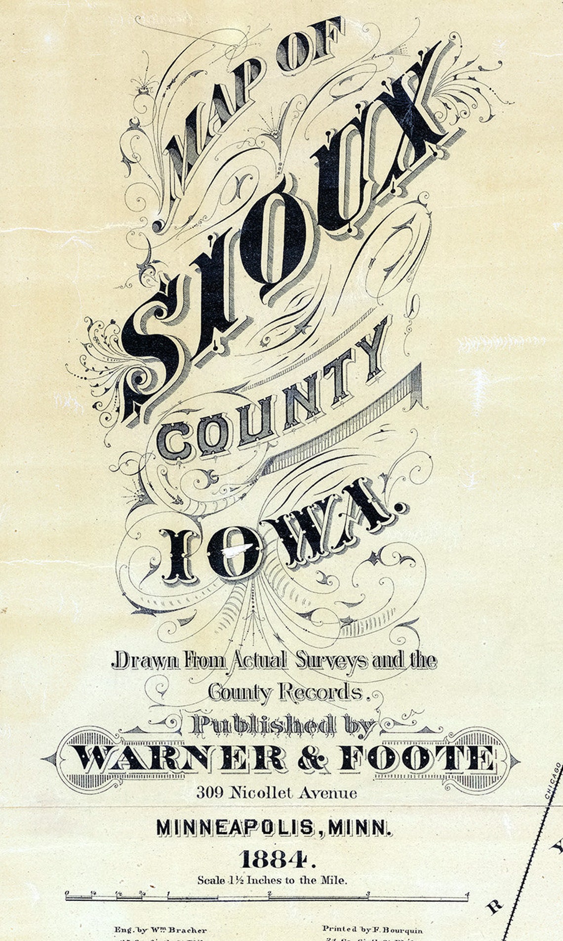 1884 Farm Line Map of Sioux County Iowa - Etsy