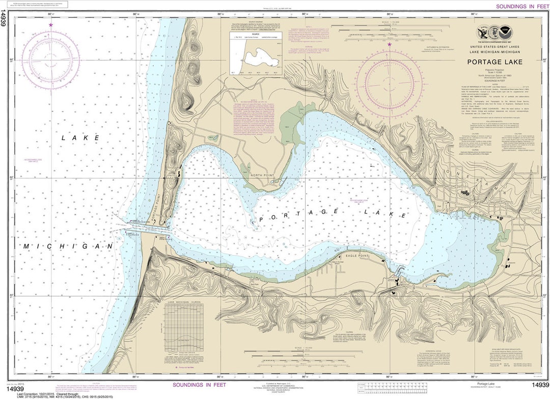 2015 Nautical Map of Portage Lake Manistee County Michigan Onekama - Etsy
