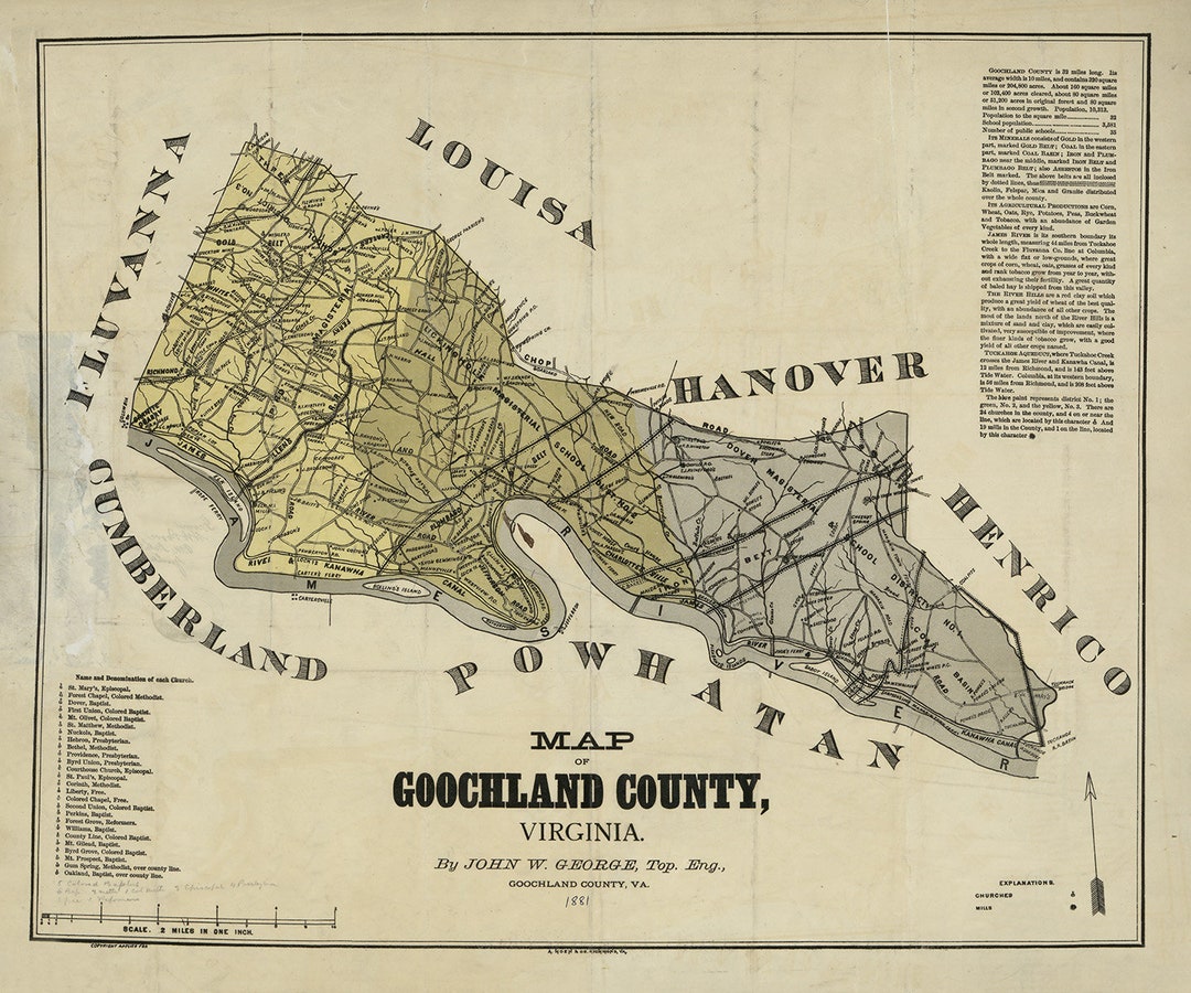 1881 Map of Goochland County Virginia - Etsy