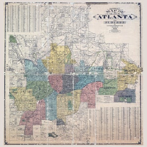 1921 Map of Atlanta Georgia - Etsy