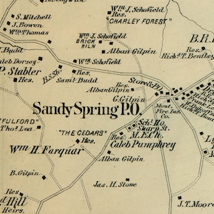 1879 Map of Sandy Spring and Brookville Montgomery County Virginia - Etsy