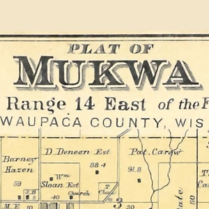 1889 Map of Mukwa Township Waupaca County Wisconsin - Etsy