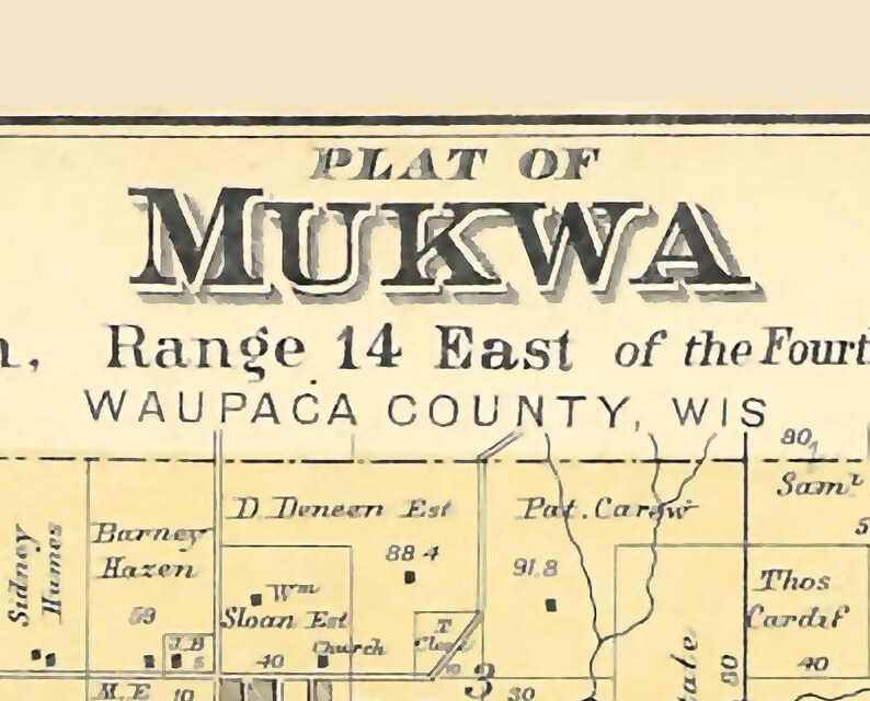 1889 Map of Mukwa Township Waupaca County Wisconsin - Etsy