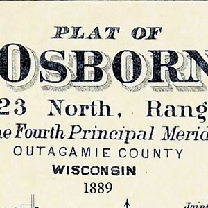 1889 Map of Osborn Township Outagamie County Wisconsin - Etsy