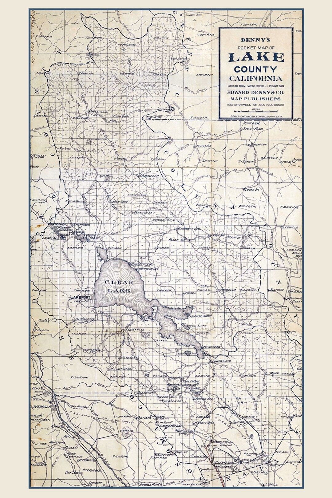 1910 Map of Lake County California - Etsy