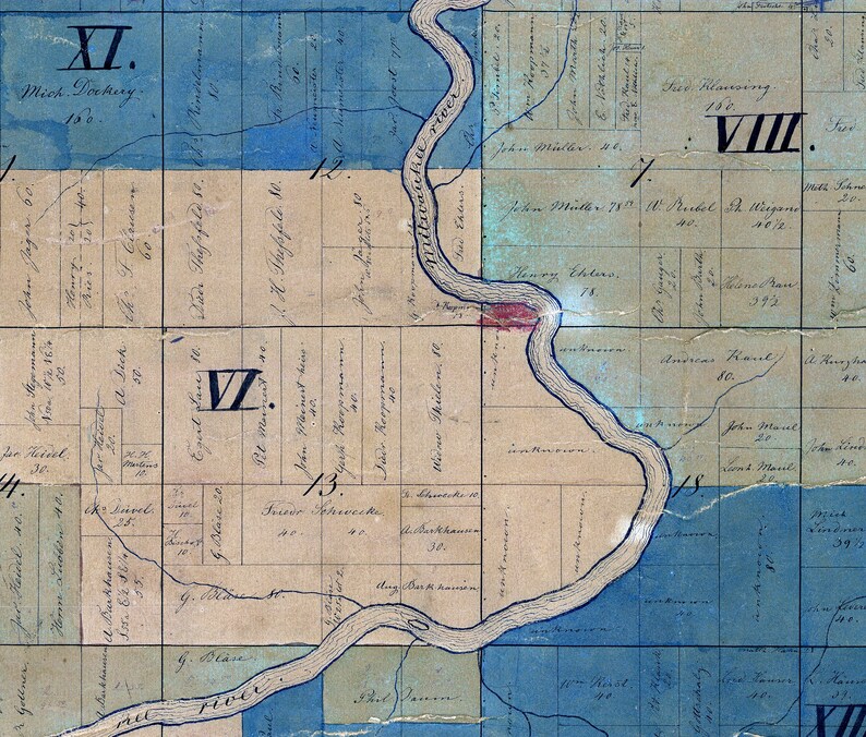 1872 Farm Line Map of Mequon Wisconsin - Etsy