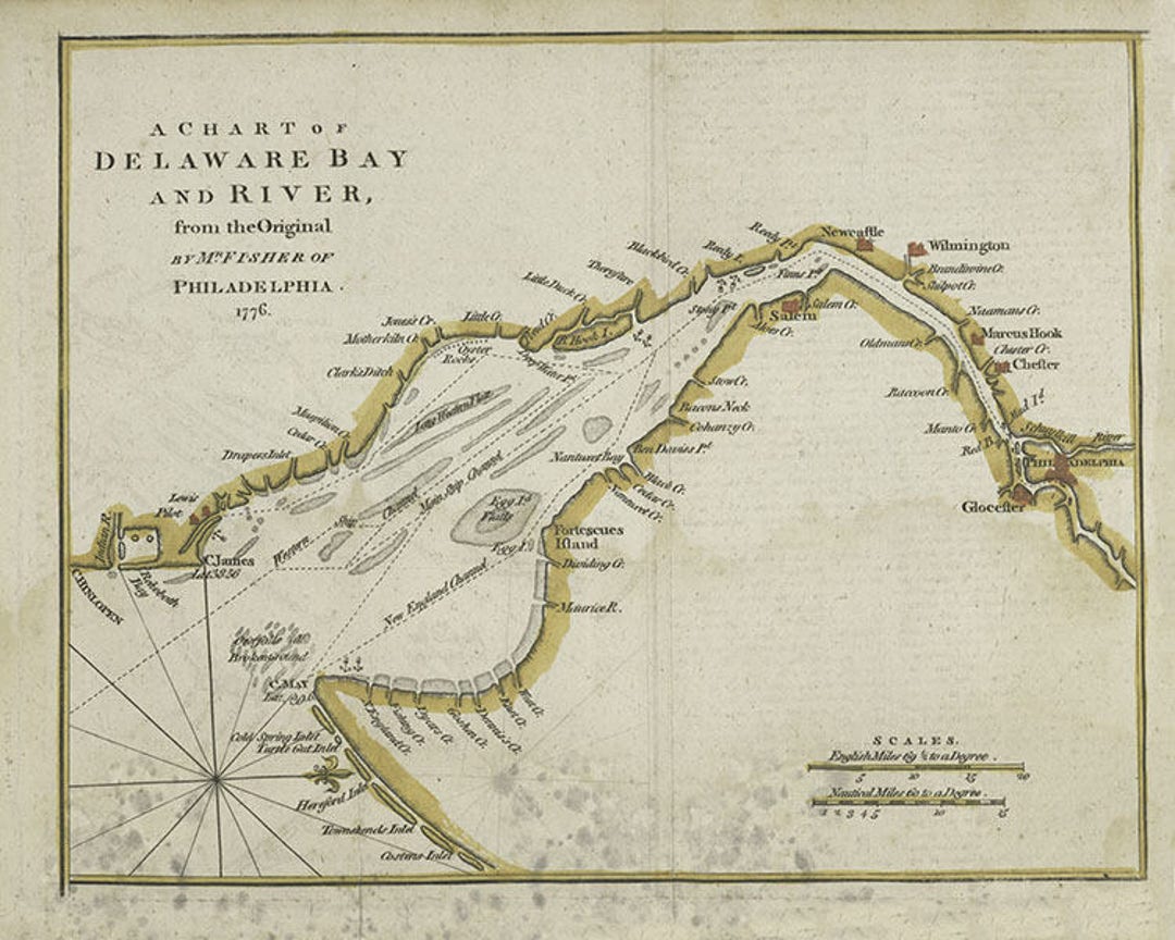 1779 Map of Delaware Bay and River - Etsy