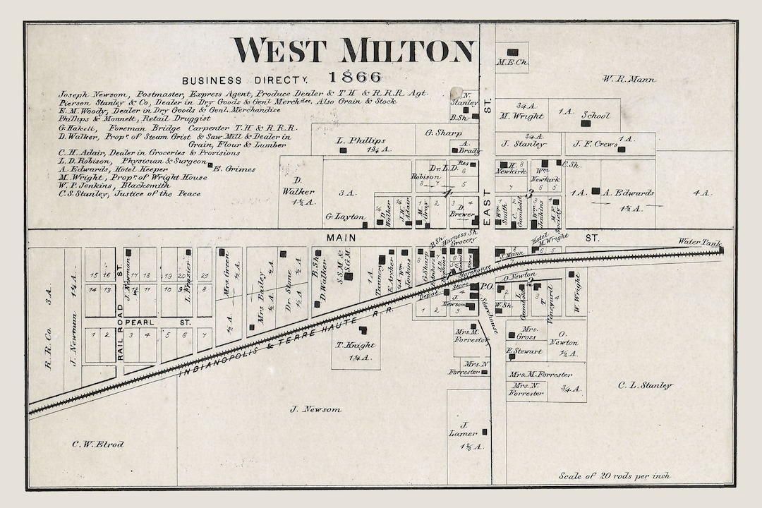 1866 Map of West Milton Hendricks County Indiana - Etsy