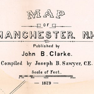 1879 Map of Manchester New Hampshire - Etsy