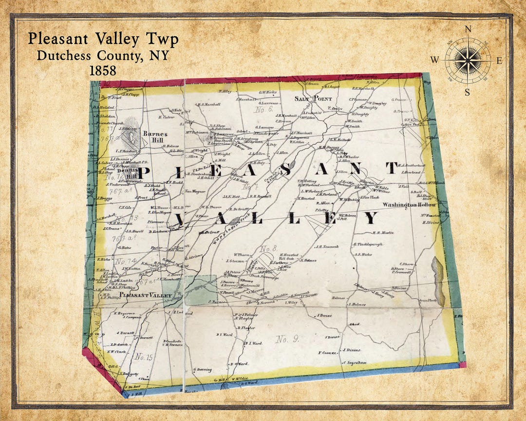 1858 Map of Pleasant Valley Township Dutchess County New York - Etsy